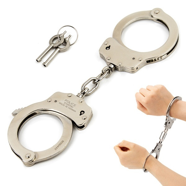 2Pcs/Professional Chrome-Nickel Plated Steel Handcuffs Police Use 2 ...