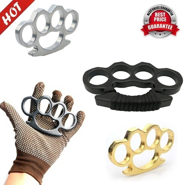 2pcs EDC Brass Knuckles Ring Tactical Survival Multi-Functional Self ...