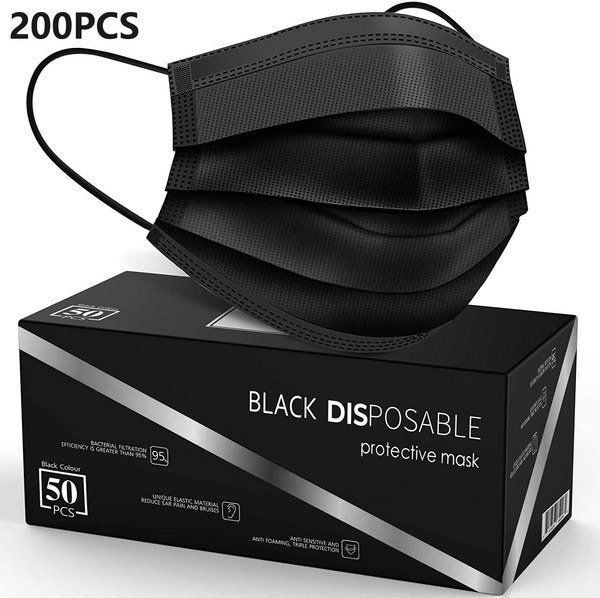 200pcs 3-Ply Disposable Face Mask, Dust Mask Flu Face Masks with ...
