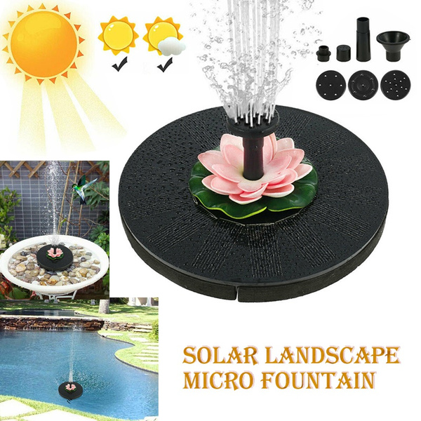 New Solar Powered Floating Pump Lotus Water Fountain Birdbath Pond Pool ...