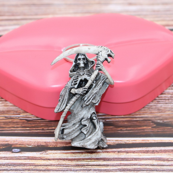 Grim Reaper Scythe Key Ring Grim Reaper Skeleton Key Chain Rubber ...