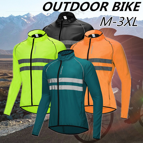 WOSAWE Men's Reflective MTB Cycling Jacket Breathable Bicycle Jersey ...
