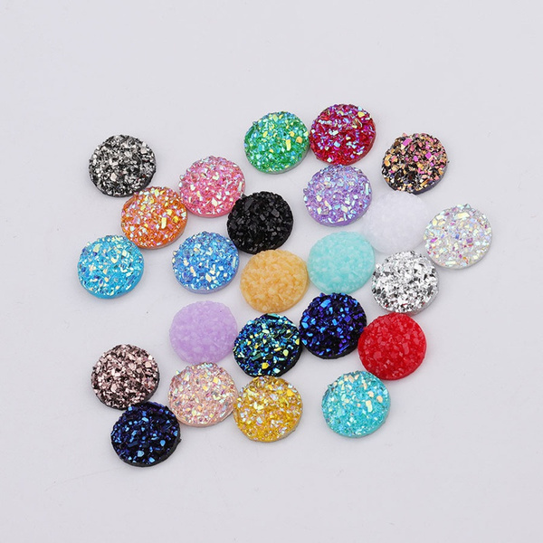 Crystal AB 10mm 80Pcs/Lot Flatback Resin Dotted Round Rhinestone ...