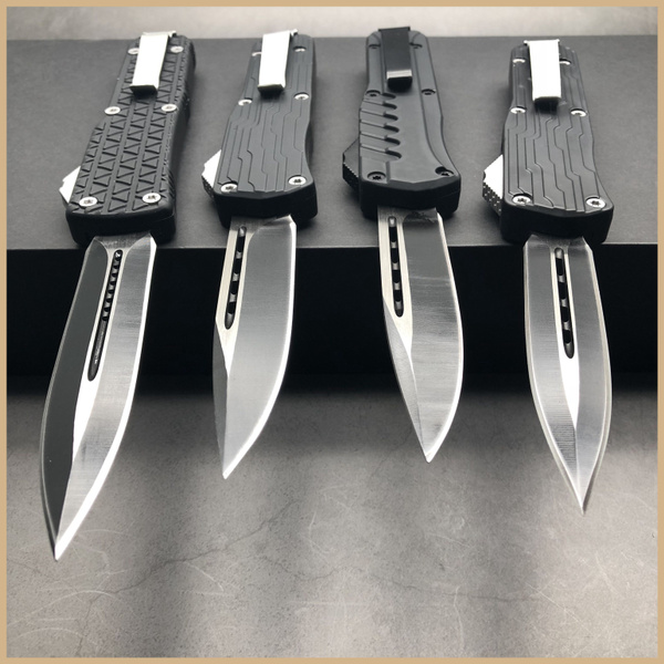 Double Action Tactical Knife Auto Switch Straight Out Spring Assisted ...