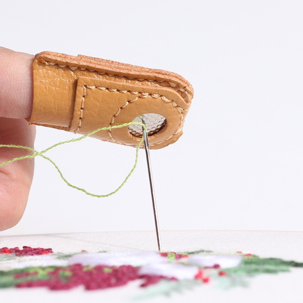 1pc S/M/L Finger Leather Thimble Sheepskin with Metal Tip for Sewing ...