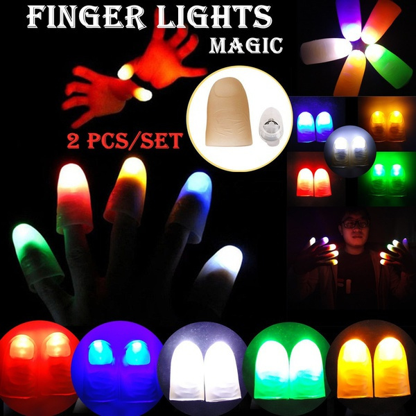 Magic Finger Lights Thumbs Light Fake Finger Prank Toy Halloween Party ...