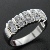 Exquisite Women's Silver Plated Retro Ring Diamond Moissanite Birthday ...