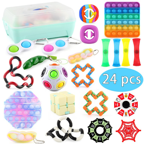 24 PCS Special Fidget Toys Pack Anti Stress Set Stretchy Strings Gift ...