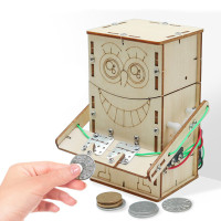 Wooded Electric DIY Coin Eating Robot Piggy Bank STEM Assembly Puzzle ...