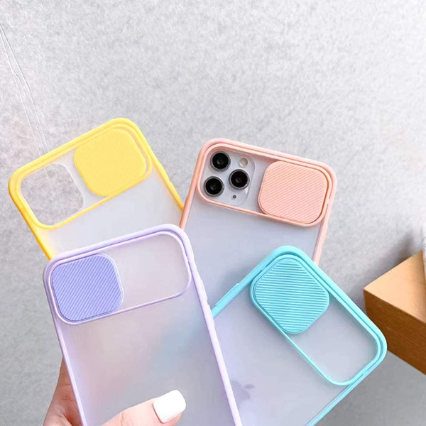 iPhone Clear Frosted Case with Slide Camera Cover Protection Design ...
