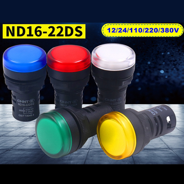LED 22mm 12V 24V 110V 220V 380V Power Indicator Lamp Signal Pilot Light ...