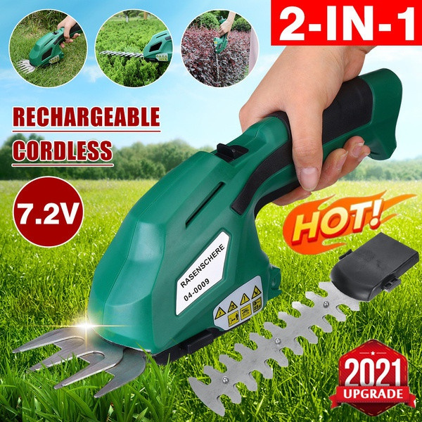 1000RPM 2-IN-1 7.2V Cordless Electric Grass Shears Hedge Shrub Trimmer ...