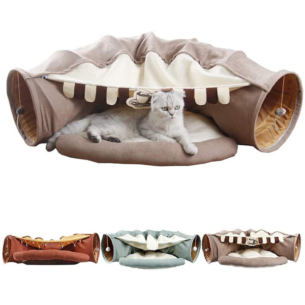 2-in-1 Collapsible Cat Tunnels for Indoor Cats Beds and Hideout for ...