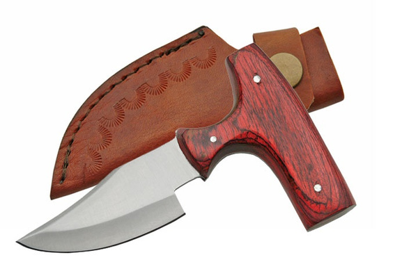 NEW! 5" Overall Wood Handle Push Dagger with Leather Sheath | Wish