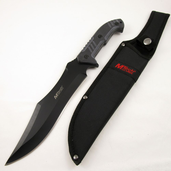 NEW! Mtech 14" Combat Tactical Bowie Knife, 5mm Thick Black Blade w ...