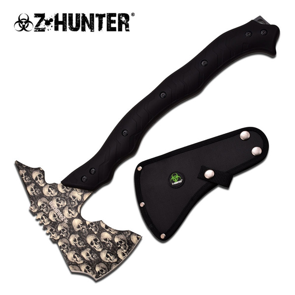 NEW! Z-Hunter Grey Skull Zombie Hacker Full Tang Tactical Axe Hatchet ...