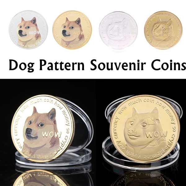 Color Dogecoin Commemorative Coins Cute Dog Pattern Dog Souvenir ...