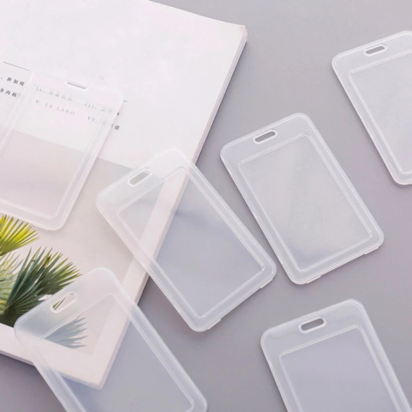 5 Pcs Transparent Extra Thick ID Card Badge Holder, Vertical Clear PVC ...
