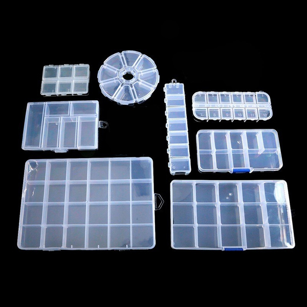 8 sizes of plastic storage jewelry box compartment container jewelry ...