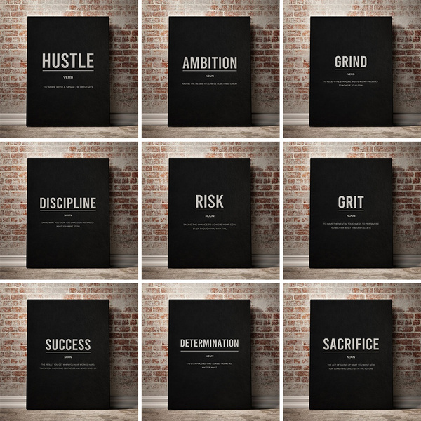 9 Panels Motivation Definition Posters Inspirational Quotes Wall ...