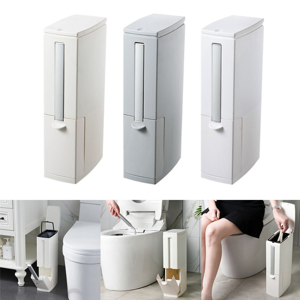 3 In 1 Shower Room Plastic Trash Can with Toilet Brush Bathroom Space ...