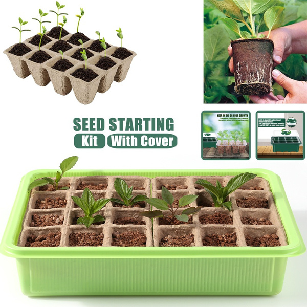 Seedling Starter Tray 2 Sets Grow Germination Nursery Pot Tray Kit with ...