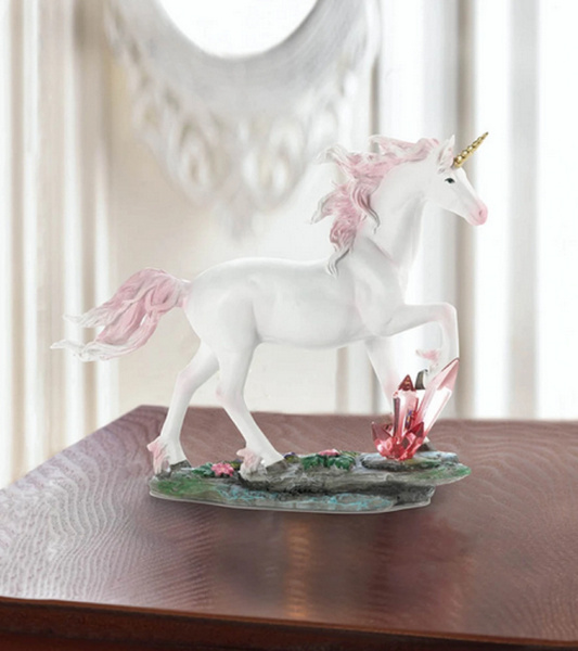 Magical Renaissance pink white unicorn ruby red crystal statue ...