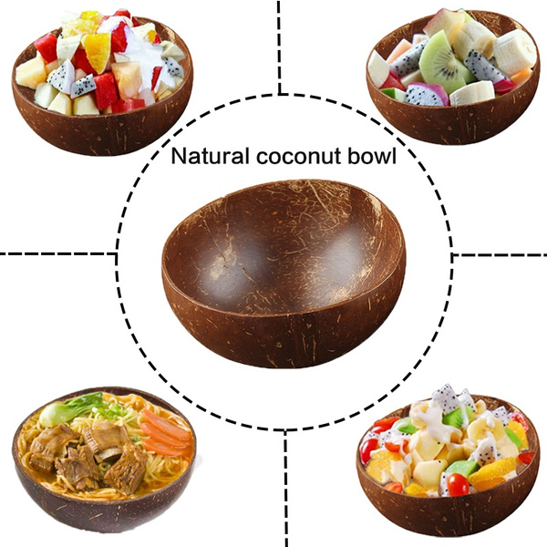 12-15cm Natural coconut bowl set handmade coconut shell tableware wood ...