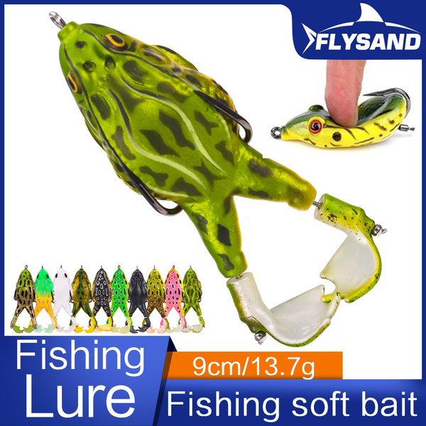 NEW Frog Soft Fishing Lure 9cm /13.7g Top Water 3D Simulation Floating ...