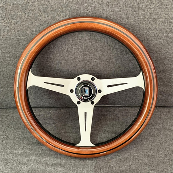High Quality JDM Copy Wood Steering Wheel with Silver Spoke Classic ...