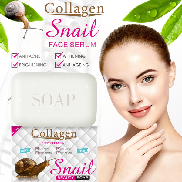 100g Snail Essence Soap Collagen Remove Acne Scar Whitening Face Care ...