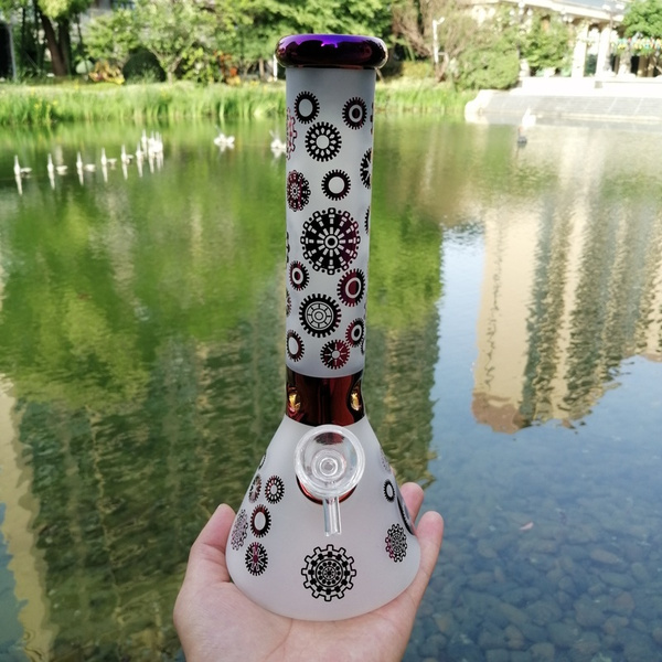 10 Inch Cute Purple and White Hookah Water Pipe Smoking Pipe Glass ...