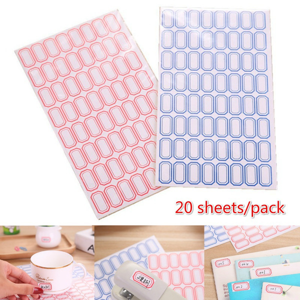 20sheets/set Red Blue Square Frame Tag Stickers Kitchen Classified ...