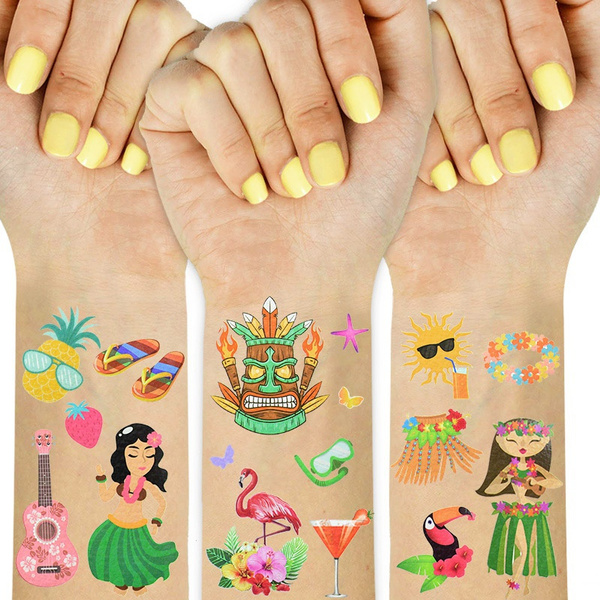 10 Sheets Aloha Temporary Tattoo Sticker Waterproof Tropical Flamingo ...