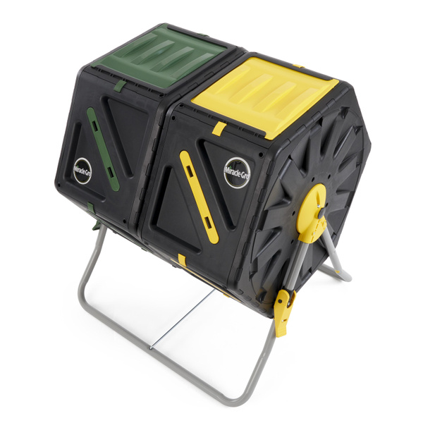 Miracle Gro DC140 70 Liter Dual Chamber Outdoor Compost Tumbler Mixer ...