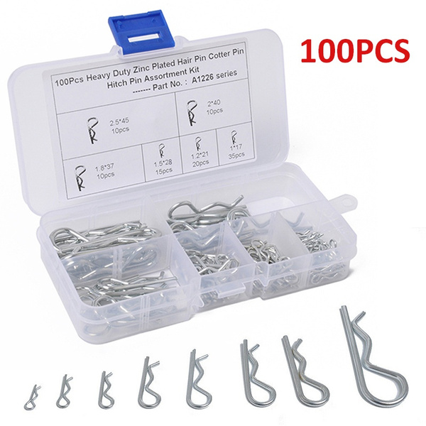100pcs R-Shaped Steel R Clips Lynch Hitch Cotter Hair Pin Assortment ...