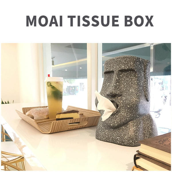 Moai Easter Island Stone Statue Tissue Box Napkin Paper Cartridge Case Moai Tissue Box Home ...