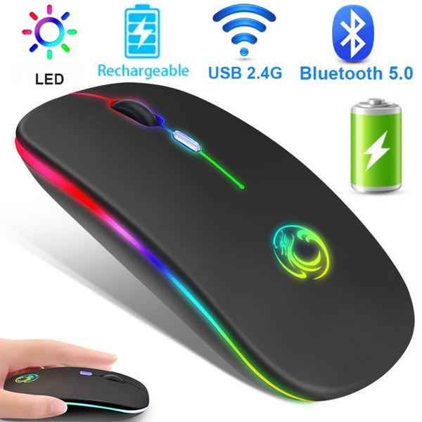 Wireless Mouse Bluetooth RGB Mouse Rechargeable Computer Mause Silent ...