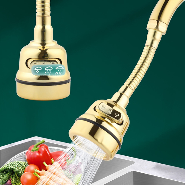 3 Modes Gold Faucet Aerator Moveable Flexible Tap Head Shower Diffuser ...