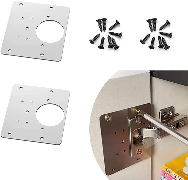 Hinge Easy Installation Plate with Mounting Screws 1/3Pcs Stainless ...