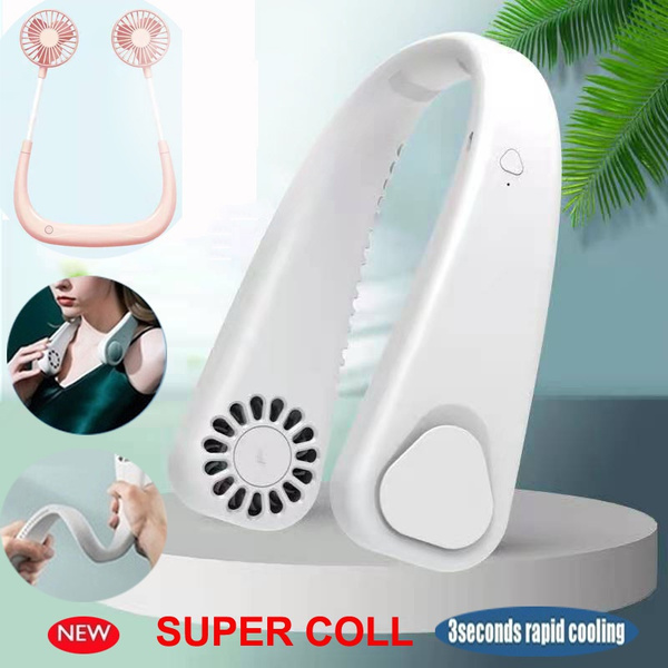 Hanging Dual Cooling Neck Fan Mini USB Portable Rechargeable Quiet ...