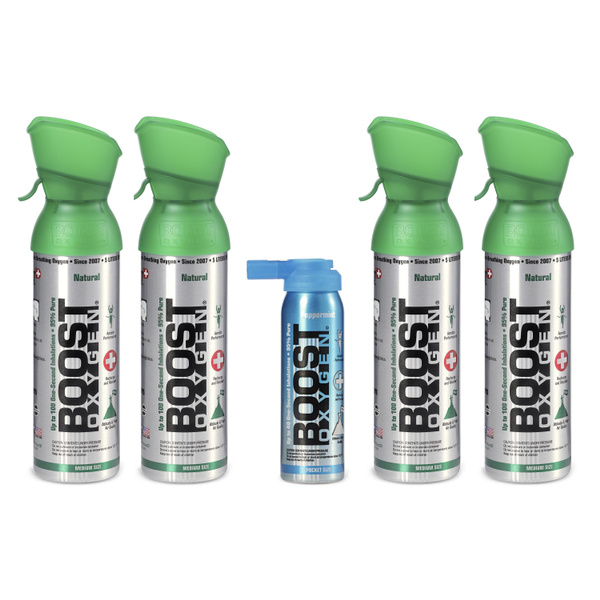 Boost Oxygen 5 and 2 Liter Natural Portable Pure Canned Oxygen Canister ...