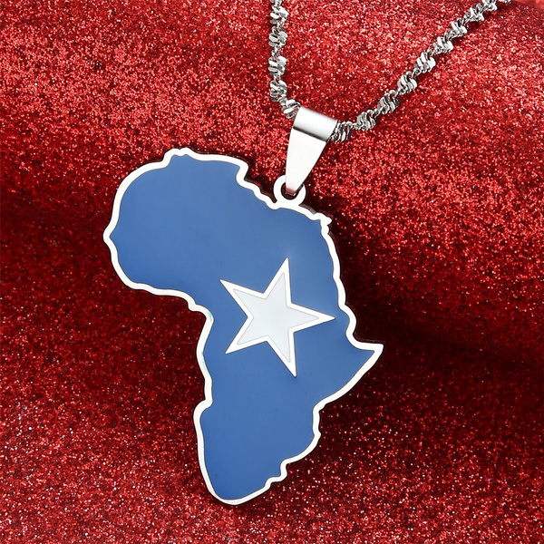 Africa Map & Somalia Map Pendant Necklaces Gold Color Jewelry Map ...