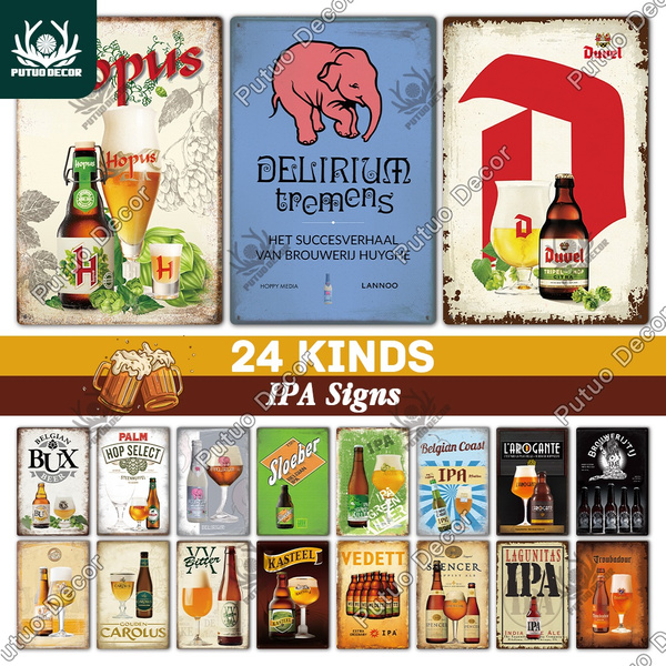 Putuo Decor-IPA Beer Poster Tin Sign for Bar Pub Man Cave Wall ...