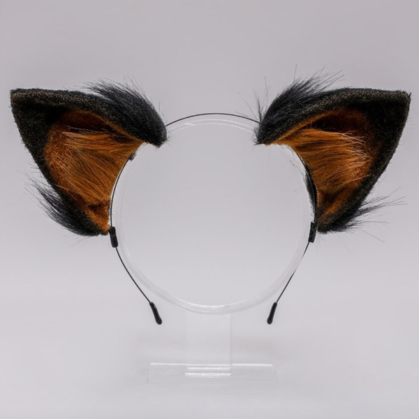 Faux Fur Animal Headband Realistic German Shepherd Dog Furry Plush Ears ...