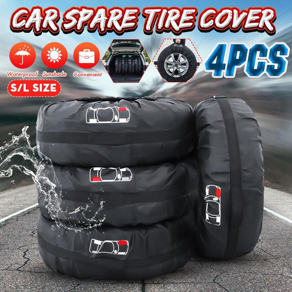 Universal 4pcs S/L Car Spare Tire Cover Case Polyester Tires Storage ...