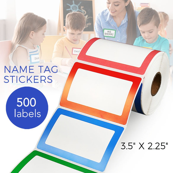 Name Tag Stickers，3.5" x 2.25" , 500pc Plain Labels , 1 Roll, Adhesive ...