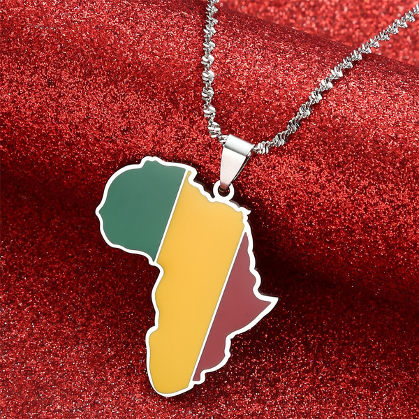 Africa Map & Mali Map Pendant Necklaces Gold Color Jewelry Map African ...