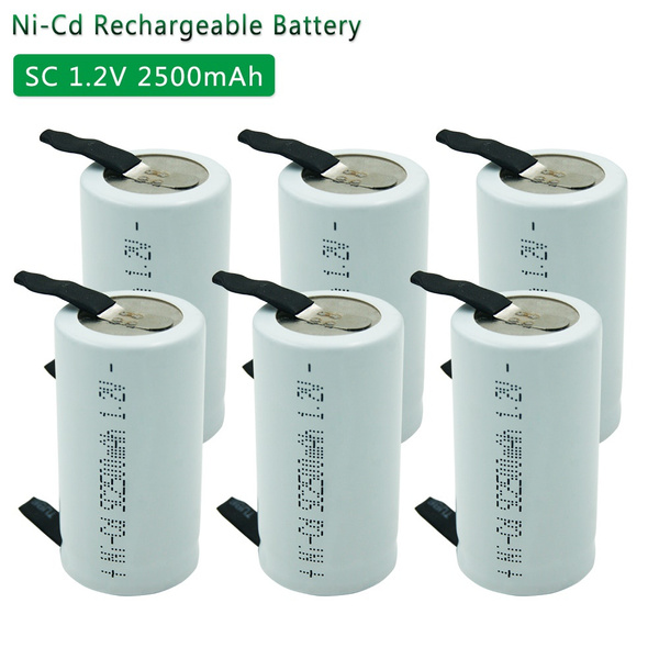 SC 1.2V 2500MAH NICD rechargeable battery SC Sub C ni-cd cell with welding tabs for electric ...