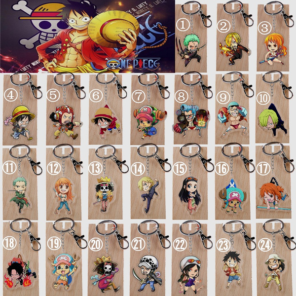 24 Styles ONE PIECE Keychain Monkey D Luffy Keyring Roronoa Zoro Key ...